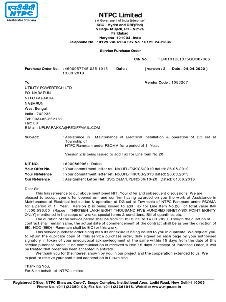 NTPC Limited: (A Government of India Enterprise) | PDF | Invoice | Receipt