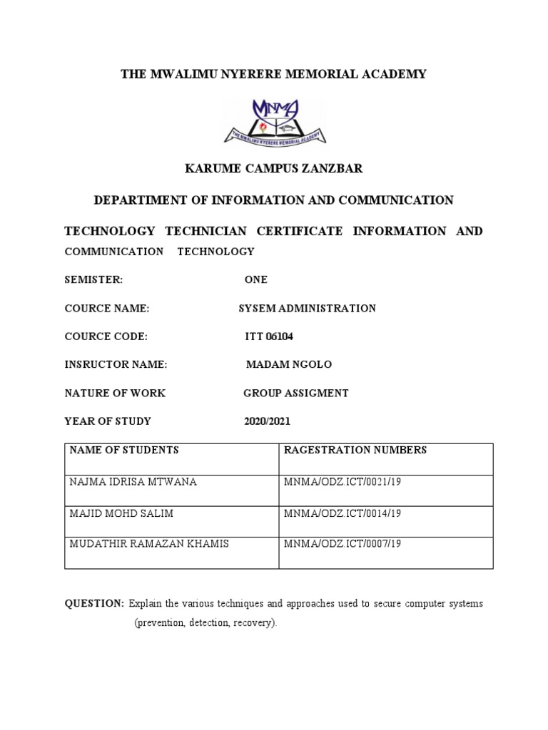 The Mwalimu Nyerere Memorial Academy | PDF | Antivirus Software ...
