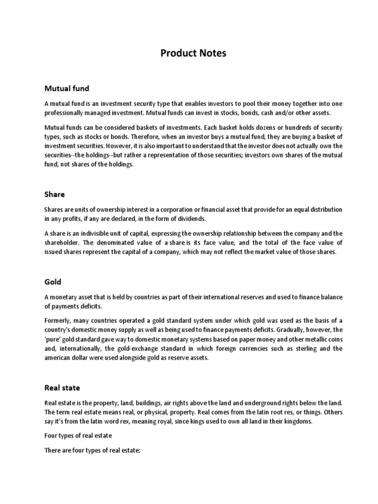 Product Notes Ofassets | PDF | Bonds (Finance) | Debt