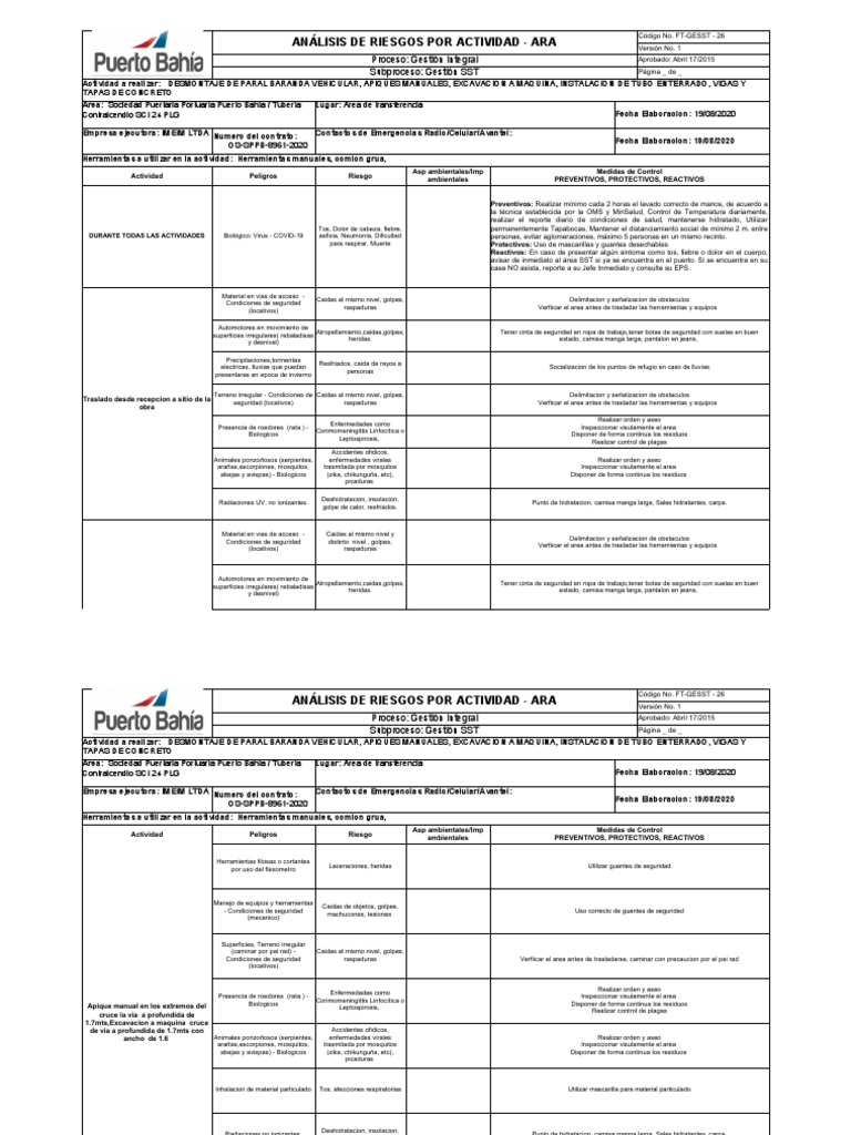 1.4 Ats Apique Excavacion Puerto Bahia | PDF | Enfermedades y ...