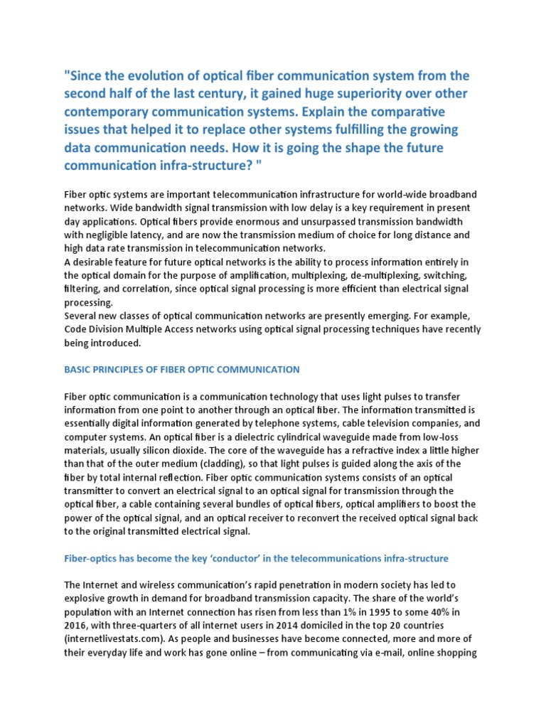 Basic Principles of Fiber Optic Communication | PDF | Optical Fiber ...