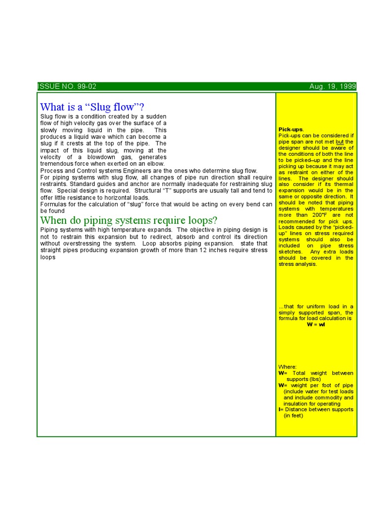 What Is A "Slug Flow"?: When Do Piping Systems Require Loops? | PDF ...