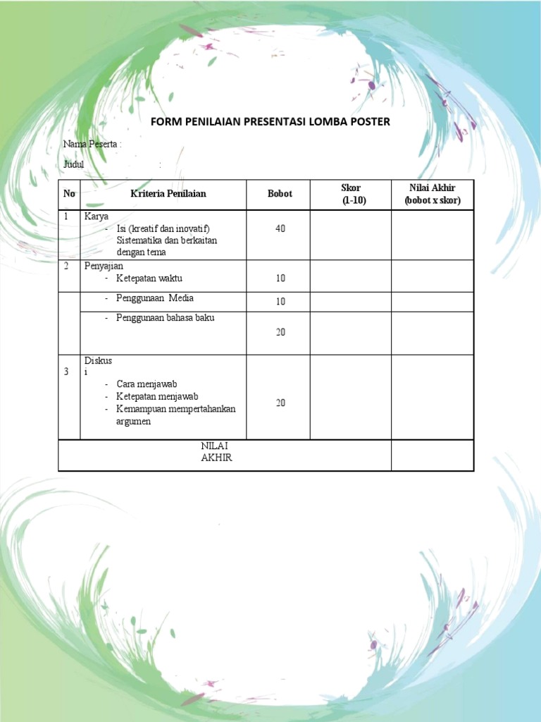 Format Penilaian Poster ISWC19 | PDF
