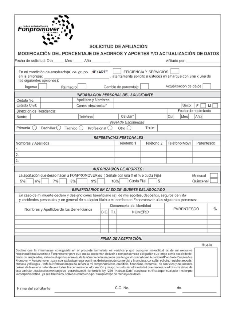 Formato Solicitud de Afiliacion | PDF