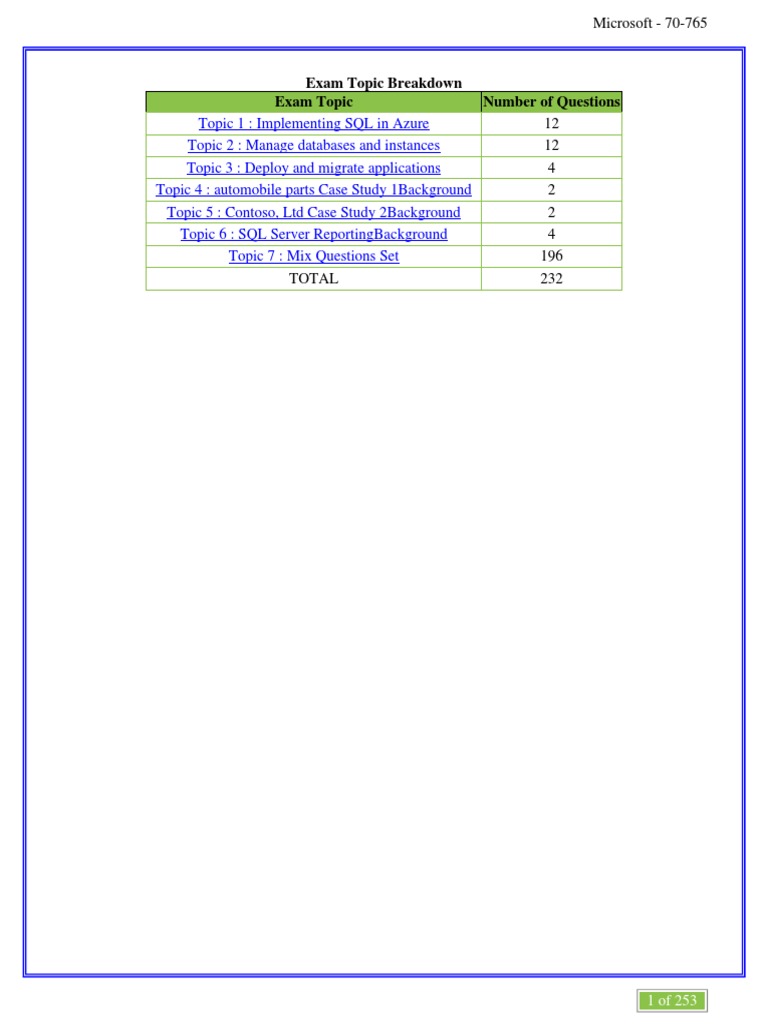 70-765 ExamDocs (05-06-19) PDF | PDF | Microsoft Sql Server | Microsoft ...