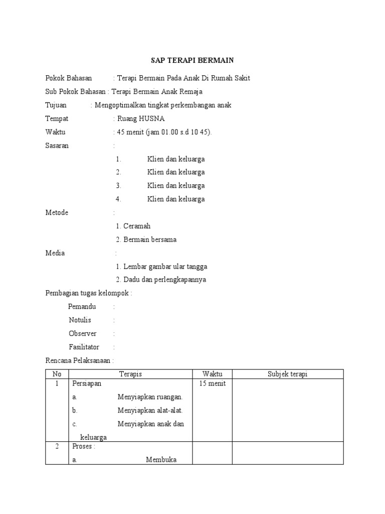 Sap Terapi Bermain | PDF