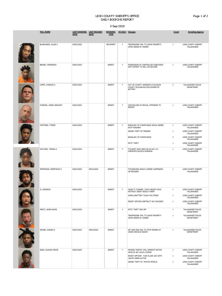 Booking Report 9-4-2020 | PDF | Arrest | Theft