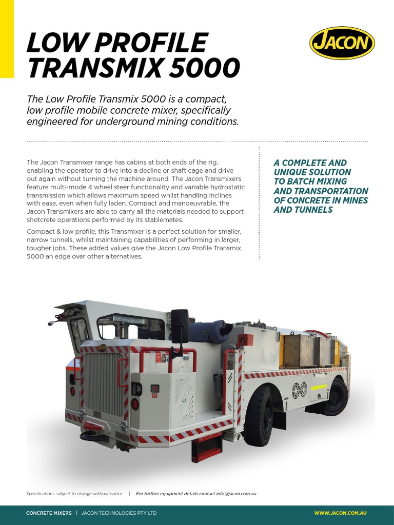 Jacon - ConcreteMixers - LowProfile Transmix5000 | PDF | Mechanical ...