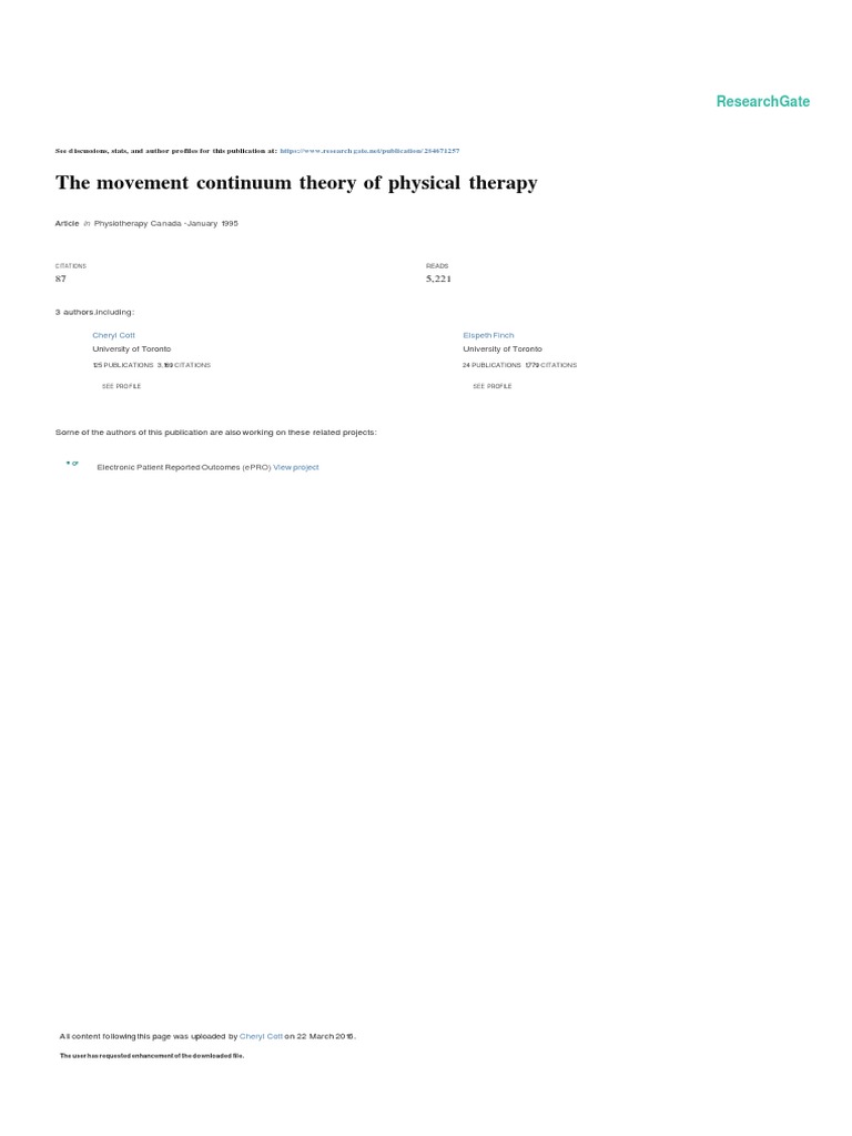 The Movement Continuum Theory of Physical Therapy: Researchgate | PDF ...