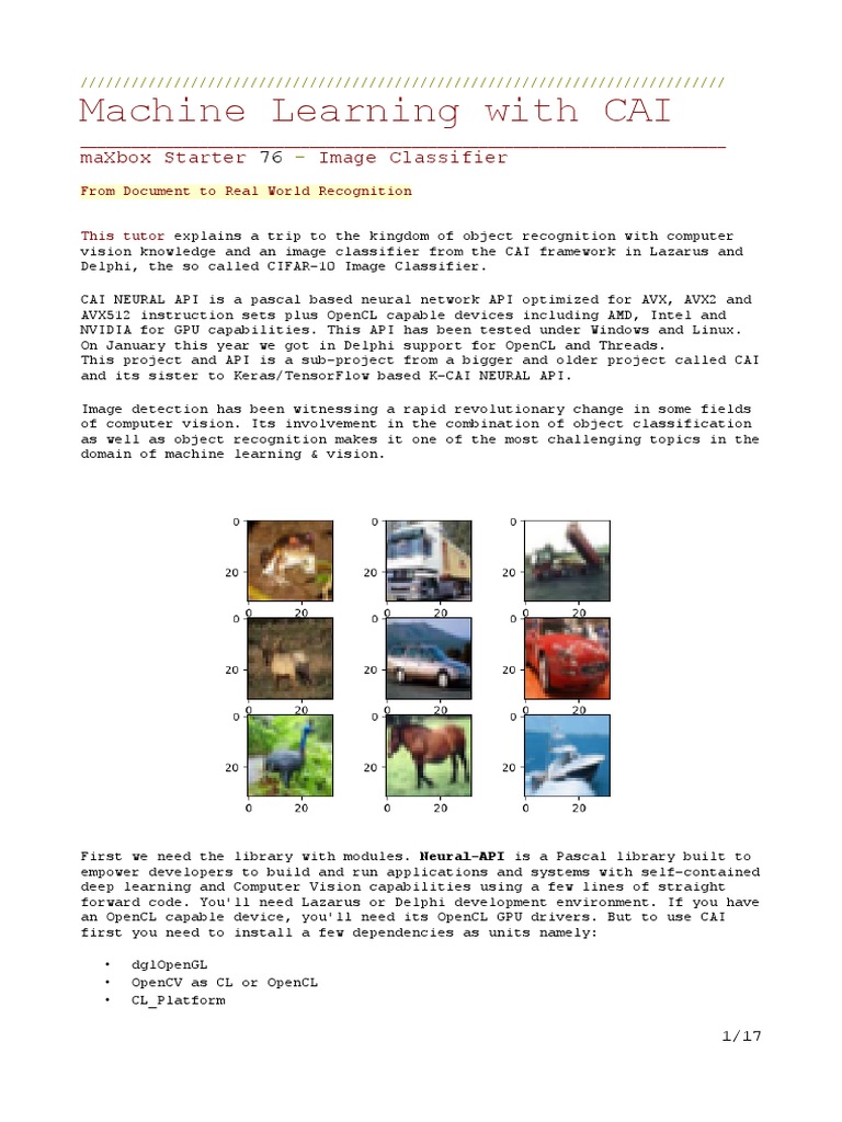 Machine Learning With CAI Lazarus Delphi | PDF | Artificial Neural Network | Computer Programming