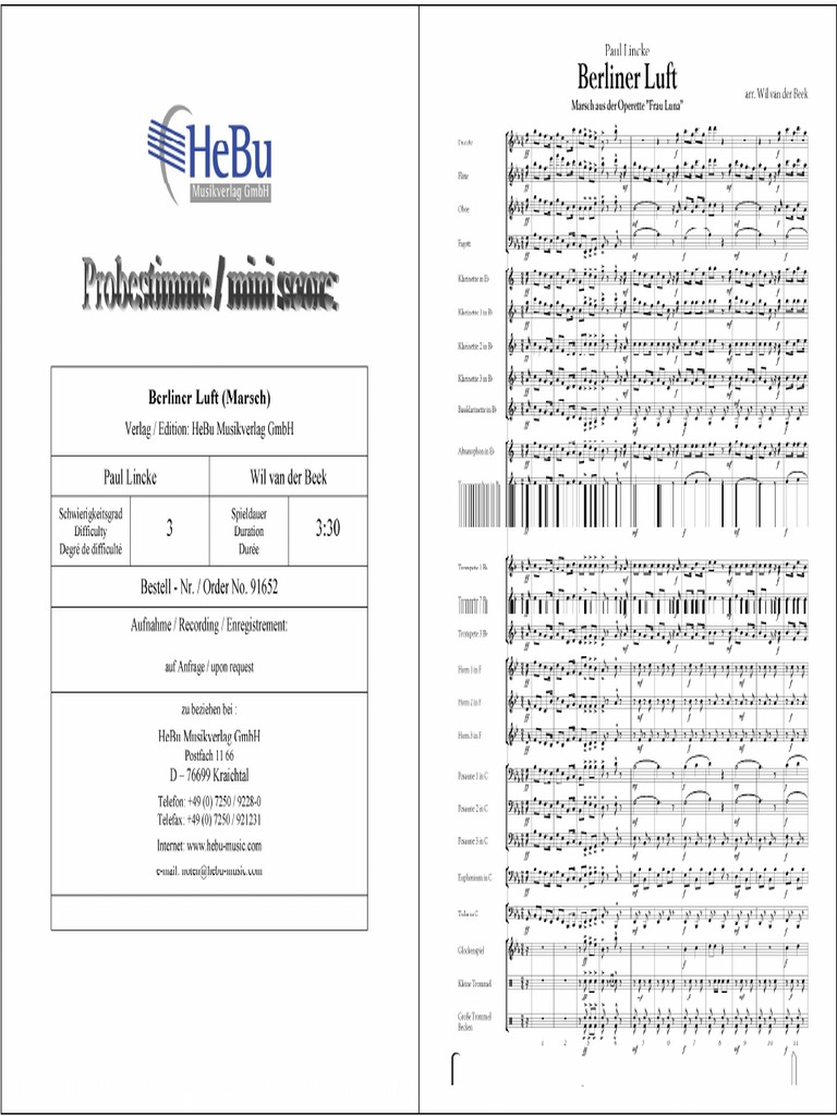 Berliner Luft. Marsch. Paul Lincke. Score 1 | PDF