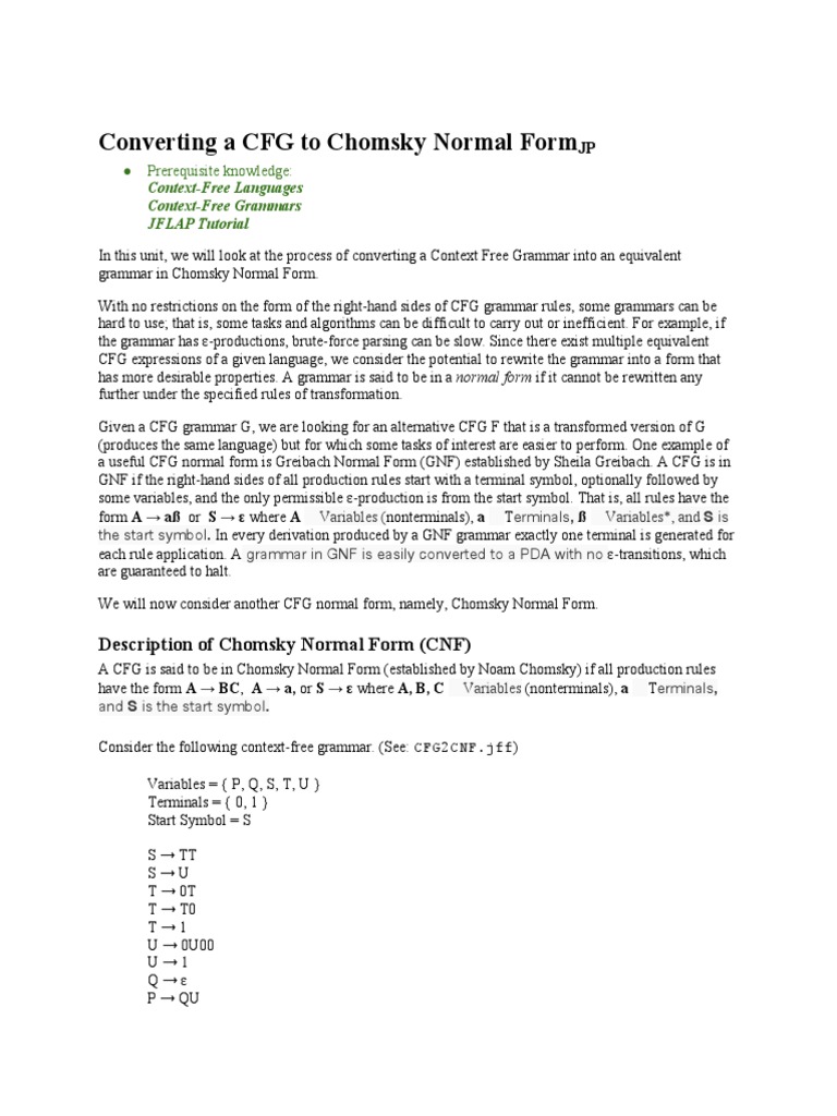 CFG To Chomsky Normal Form Transformation Module | PDF | Metalogic | Syntax (Logic)