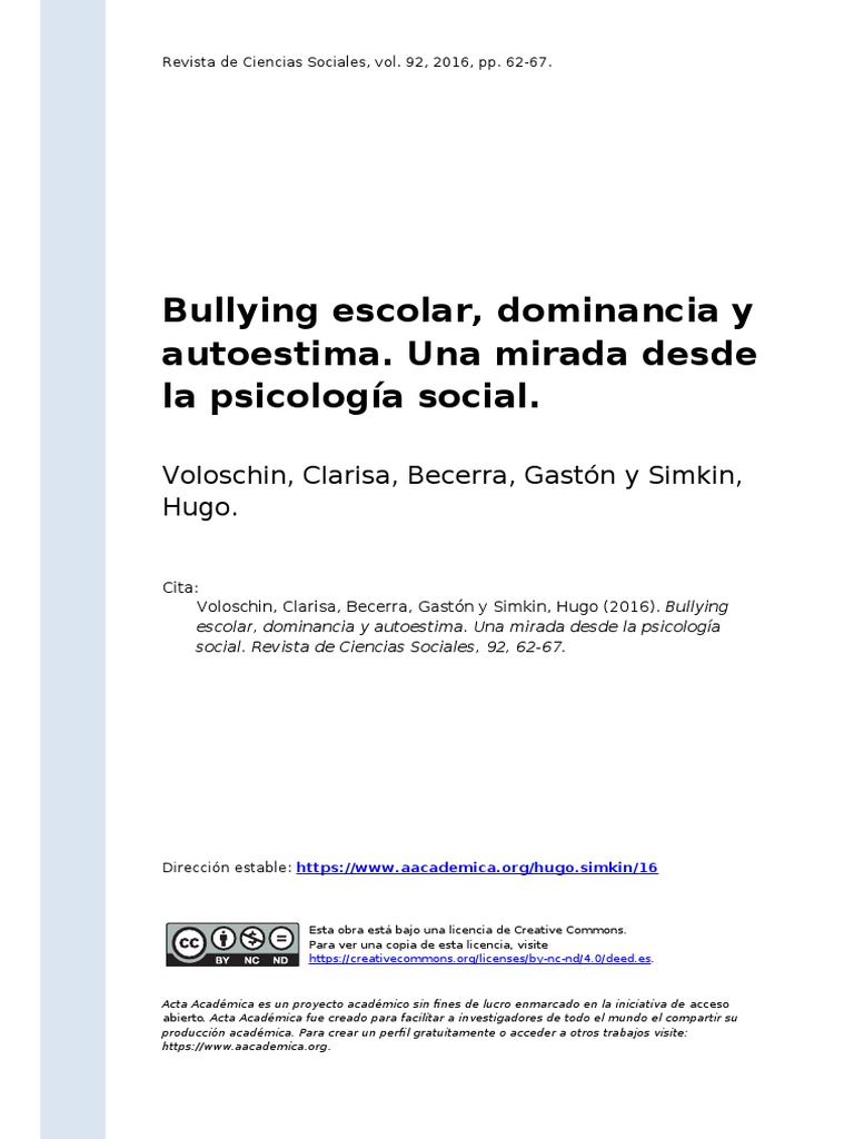 Voloschin, Clarisa, Becerra, Gaston y (..) (2016) - Bullying Escolar ...
