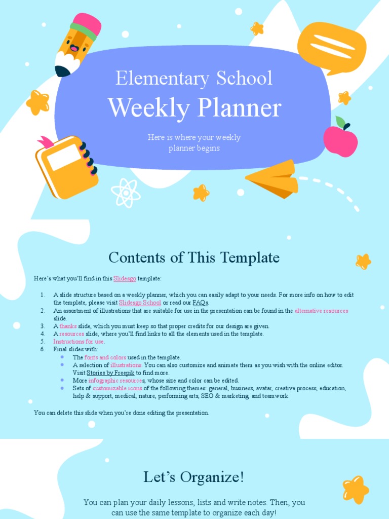 Elementary School: Weekly Planner | PDF | Planets | Solar System