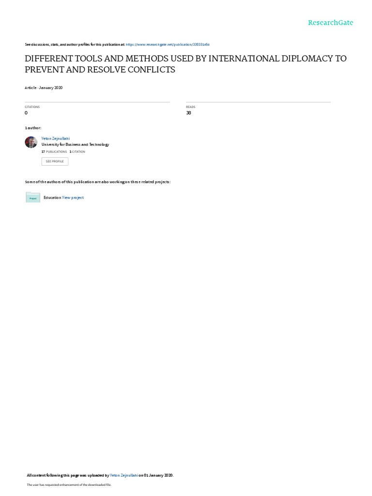 Different Tools and Methods Used by International Diplomacy To Prevent ...