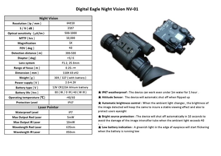 Night Vision Specification | PDF