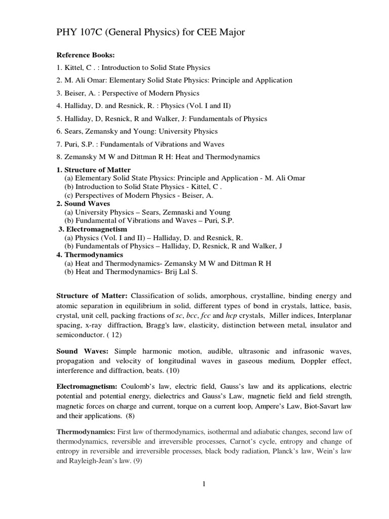 PHY 107C (General Physics) For CEE Major | PDF | Crystallite | Crystal Structure