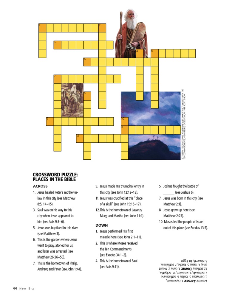 Crossword Puzzle: Places in The Bible: Across | PDF | Gospel Of Matthew ...