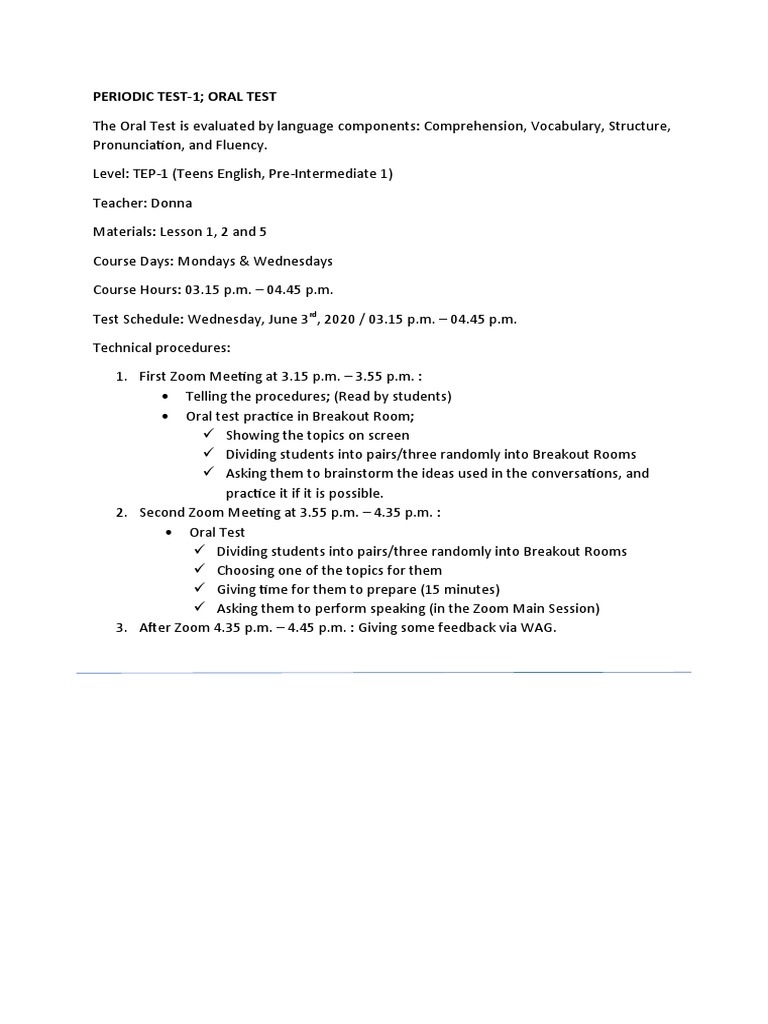Tep-1 Periodic Test 1 Oral Test Procedures | PDF | Noun | Semiotics
