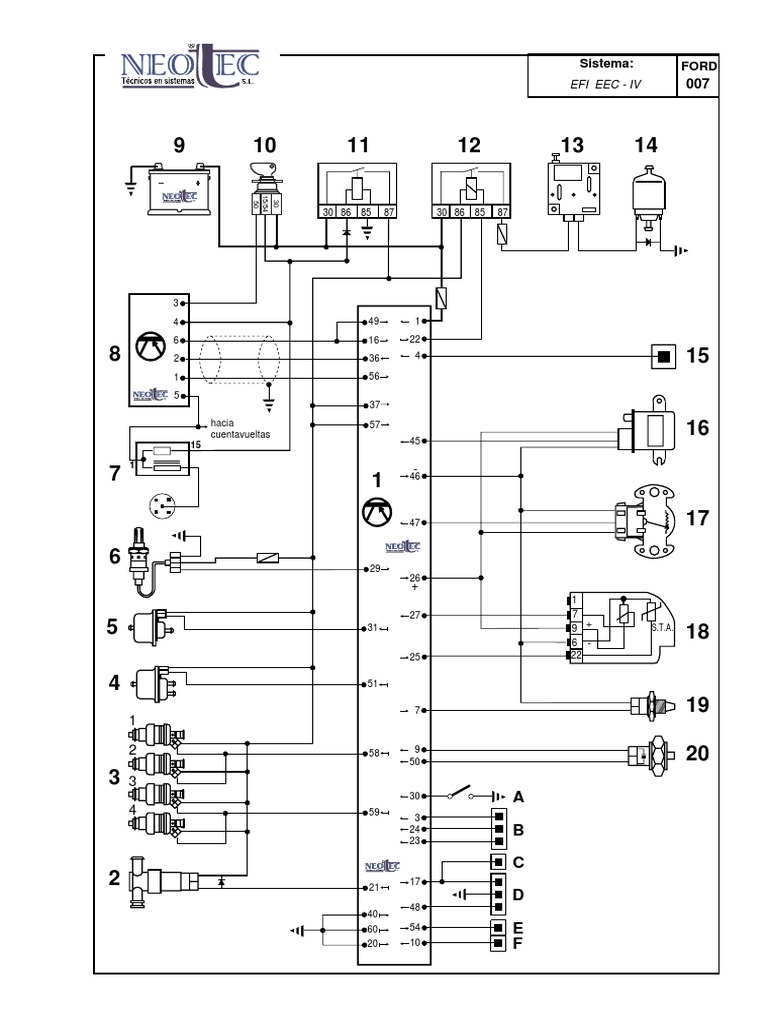 Diagrama EEC-IV Ford 60 Pines | PDF | Relé | Inyección de combustible