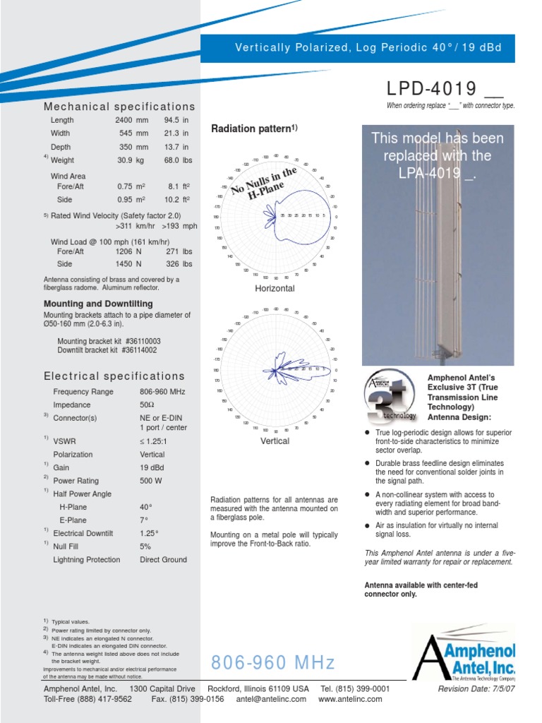 Antena Amphenol LPD-4019 | PDF | Antenna (Radio) | Electronic Engineering
