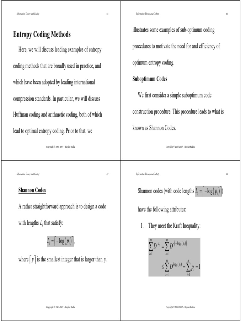 Source Coding or Entropy Coding | Download Free PDF | Probability ...