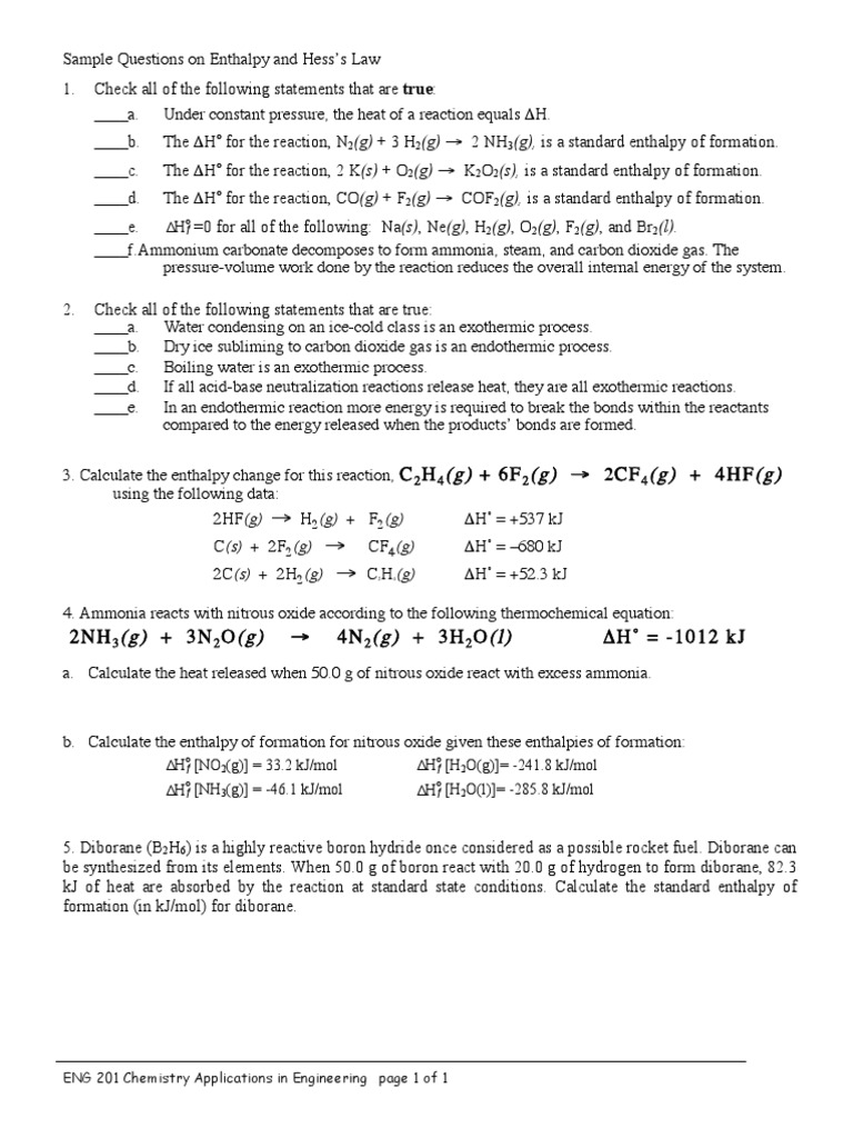 Enthalpy and Hess S Law | PDF | Chemical Reactions | Chemistry