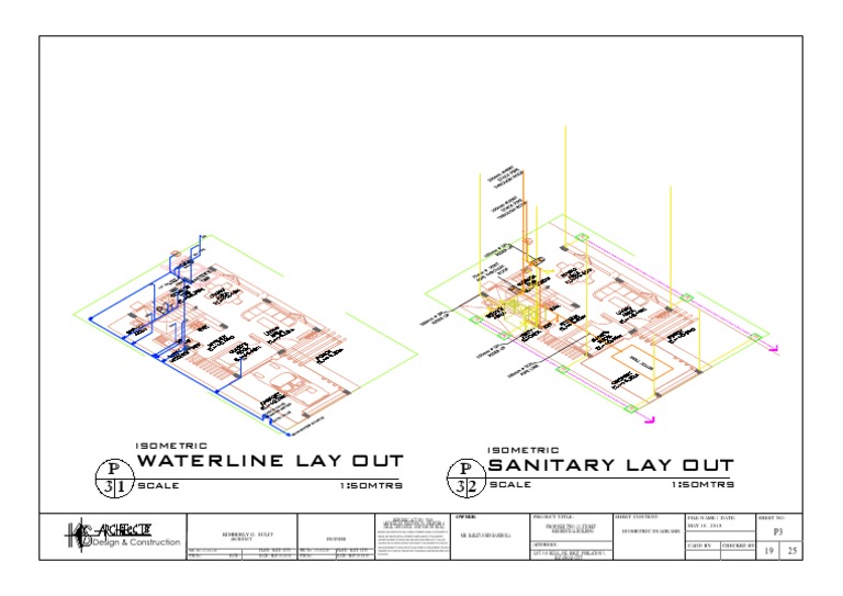 Waterline Lay Out Sanitary Lay Out: Isometric Isometric | Download Free ...