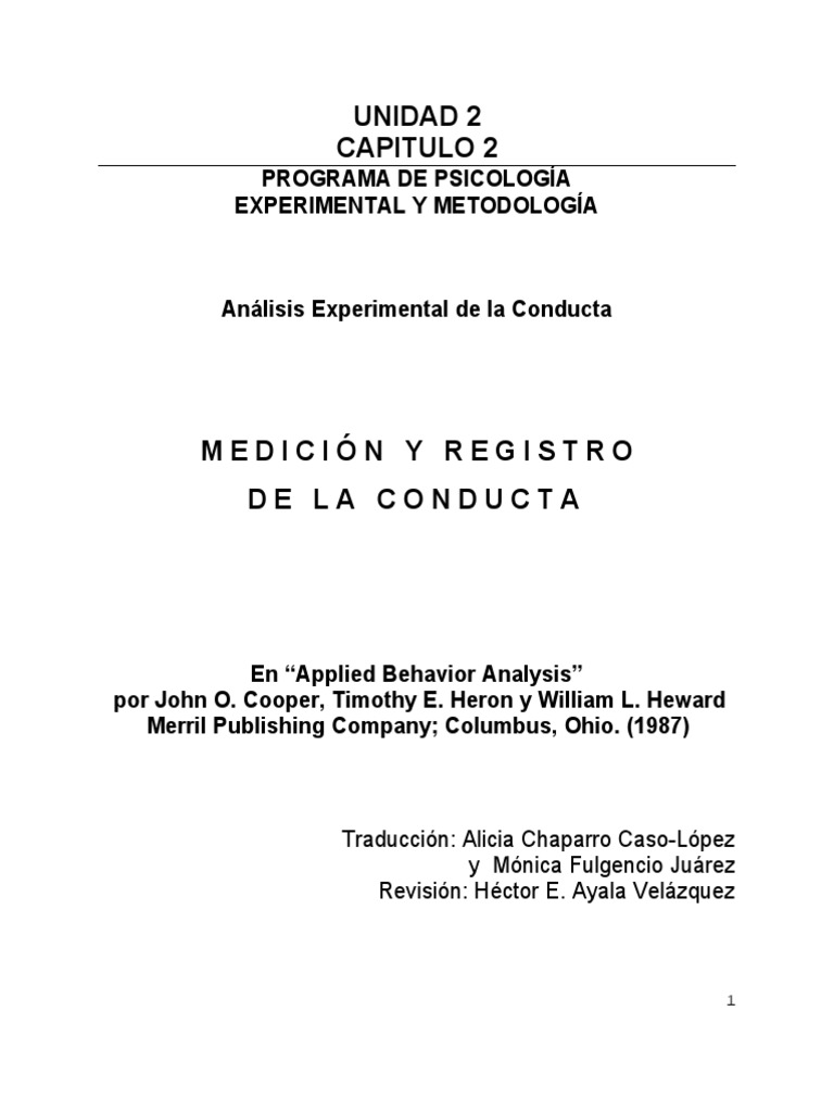 Medición de La Conducta | PDF | Medición | Hora