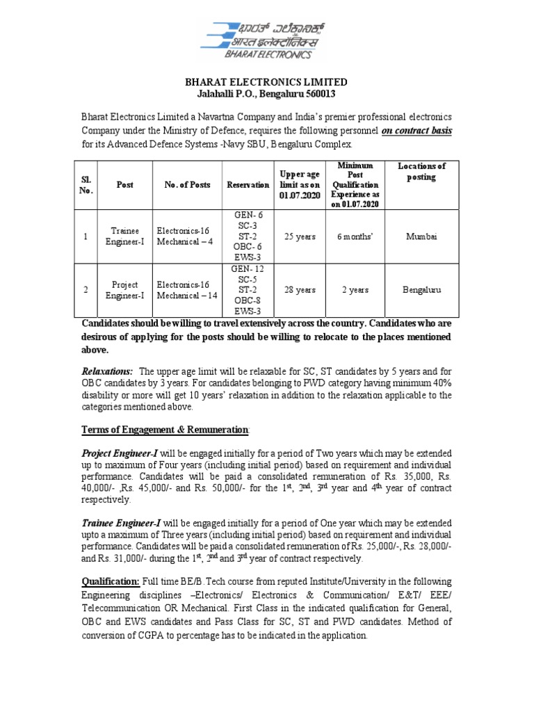 Minimum Post Qualification Experience As On 01.07.2020: ST ND RD TH ...