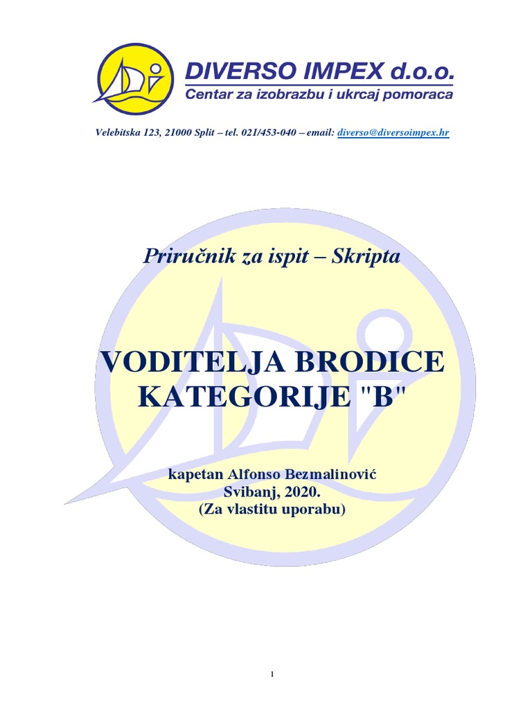 Voditelj Brodice B Kategorije Skripta PDF | PDF