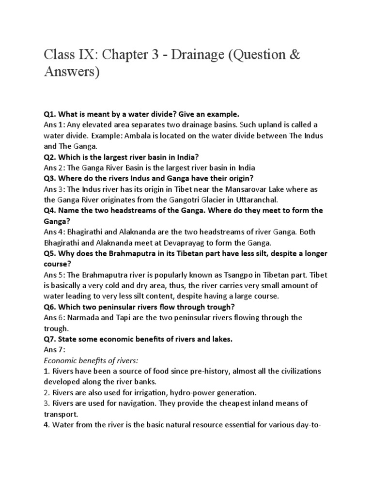 Class IX: Chapter 3 - Drainage (Question & Answers) : Economic Benefits ...