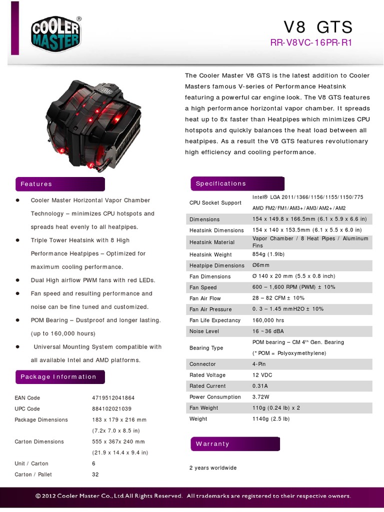 V8 GTS Product Sheet PDF | PDF | Mechanical Engineering | Manufactured ...