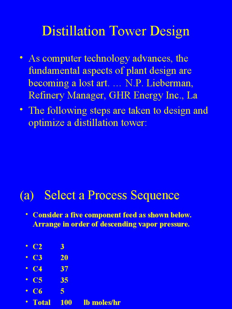 Distillation Tower Design | PDF | Distillation | Chemical Process ...