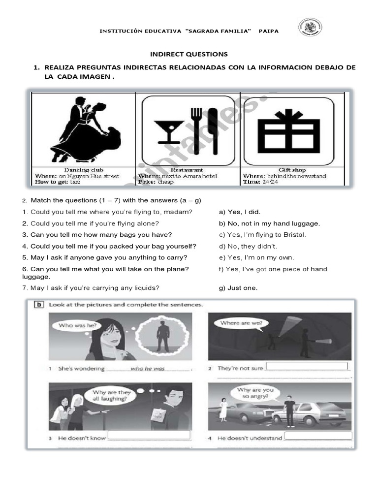 Indirect Questions Practice Exercise | PDF