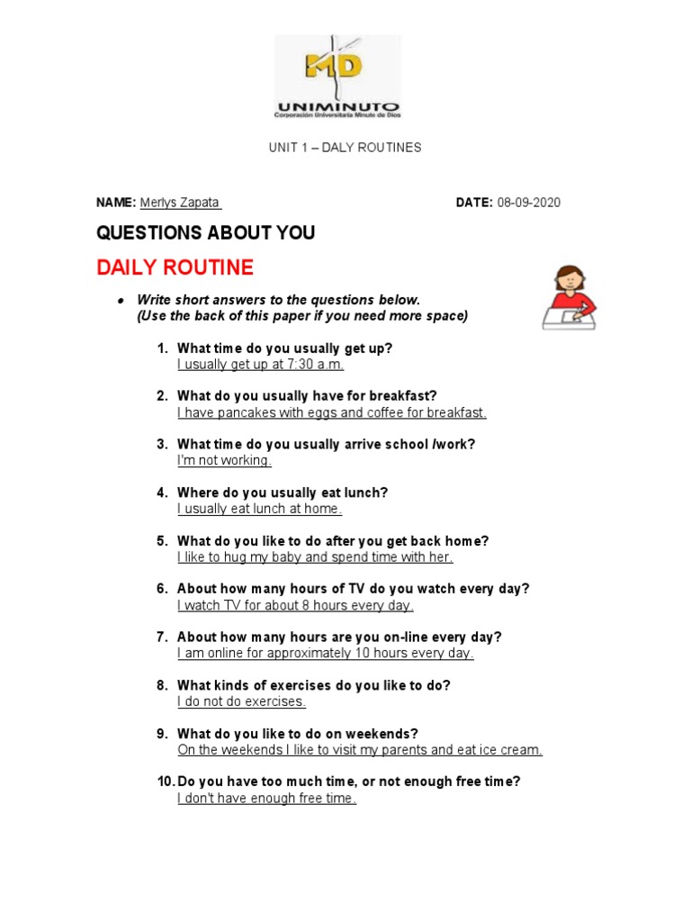 Daily Routine: Questions About You | PDF