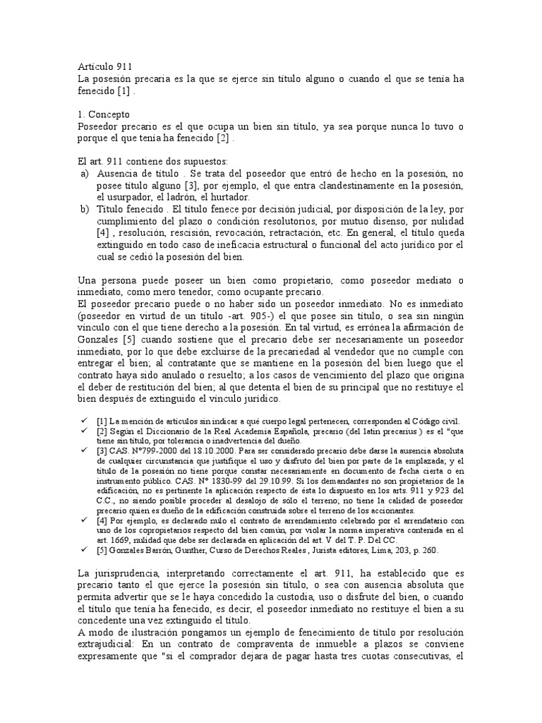 Artículo 911-Cod - Civil | PDF | Posesión (Ley) | Sentencia (ley)