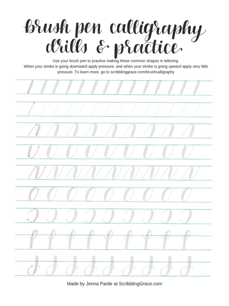 Scribbling Grace Brush Pen Calligraphy Practice PDF | PDF