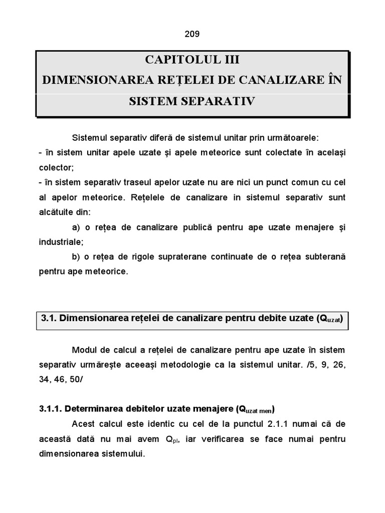 RCT-Cap 3-Dimensionare Retea Canalizare in SS | PDF