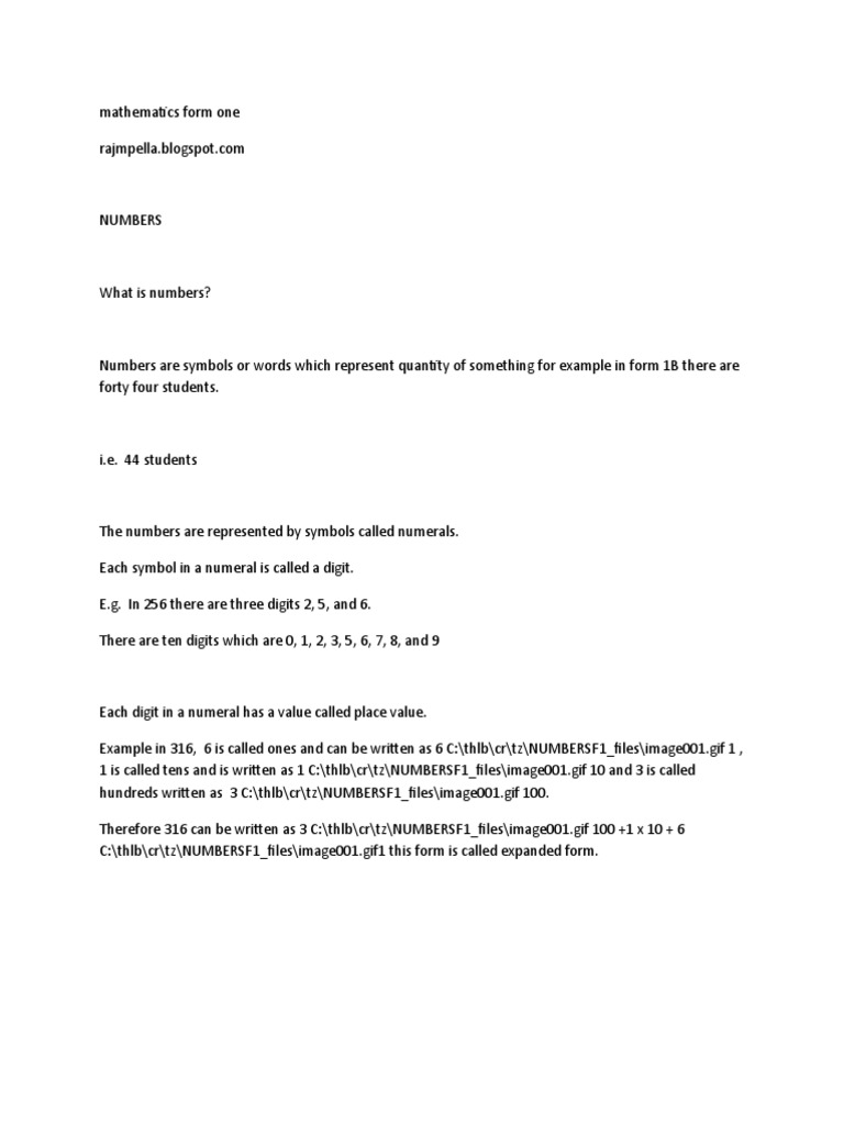 Mathematics Form One | PDF | Fraction (Mathematics) | Abstract Algebra