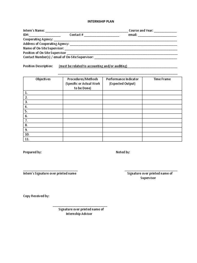 Internship Plan | PDF | Internship | Job Hunting