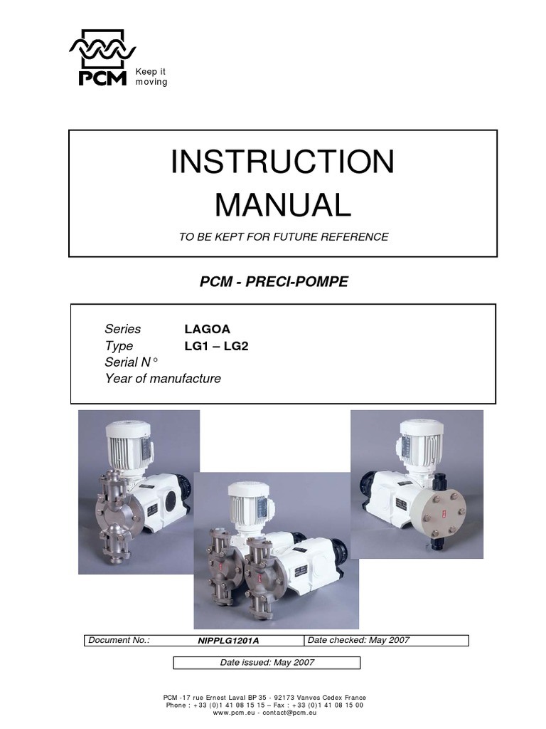 Instruction Manual: PCM - Preci-Pompe | PDF | Pump | Valve
