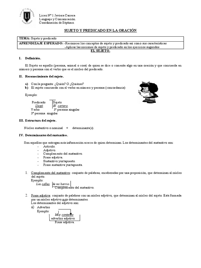 Sujeto y Predicado: Guía Completa | PDF | Adverbio | Predicado (Gramática)