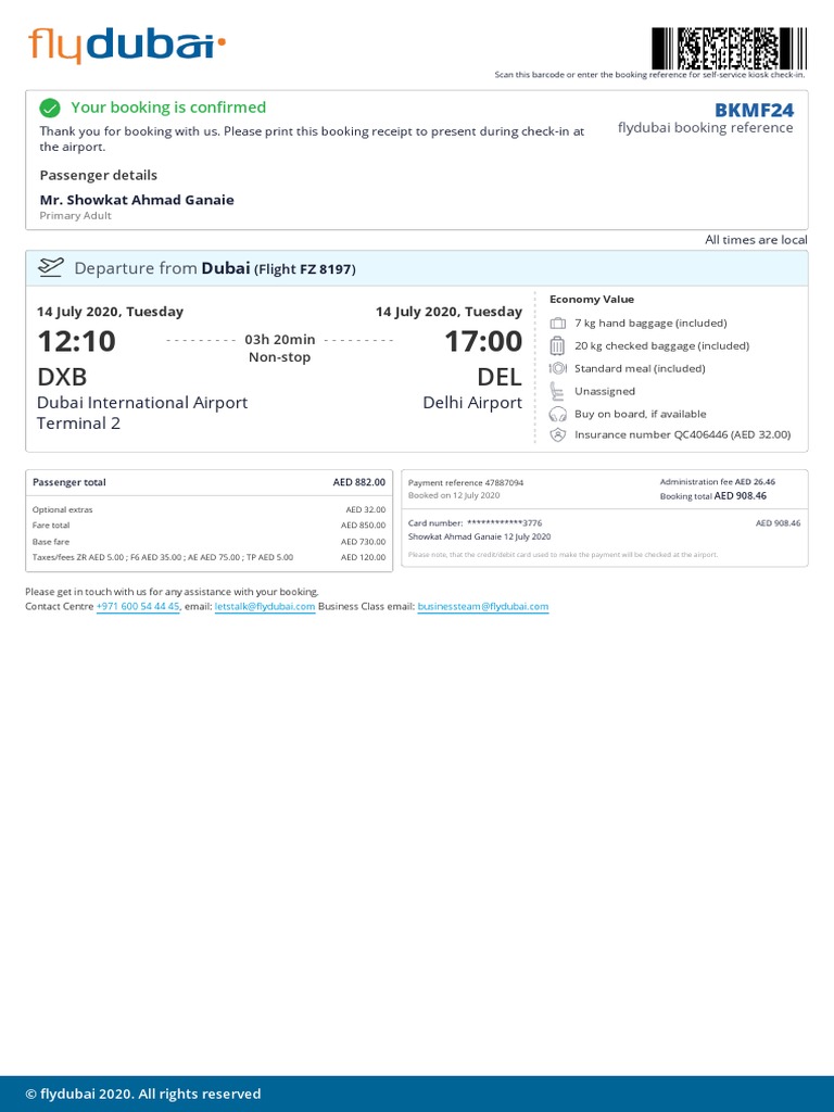 FlyDubai Ticket | PDF | Services (Economics) | Payments