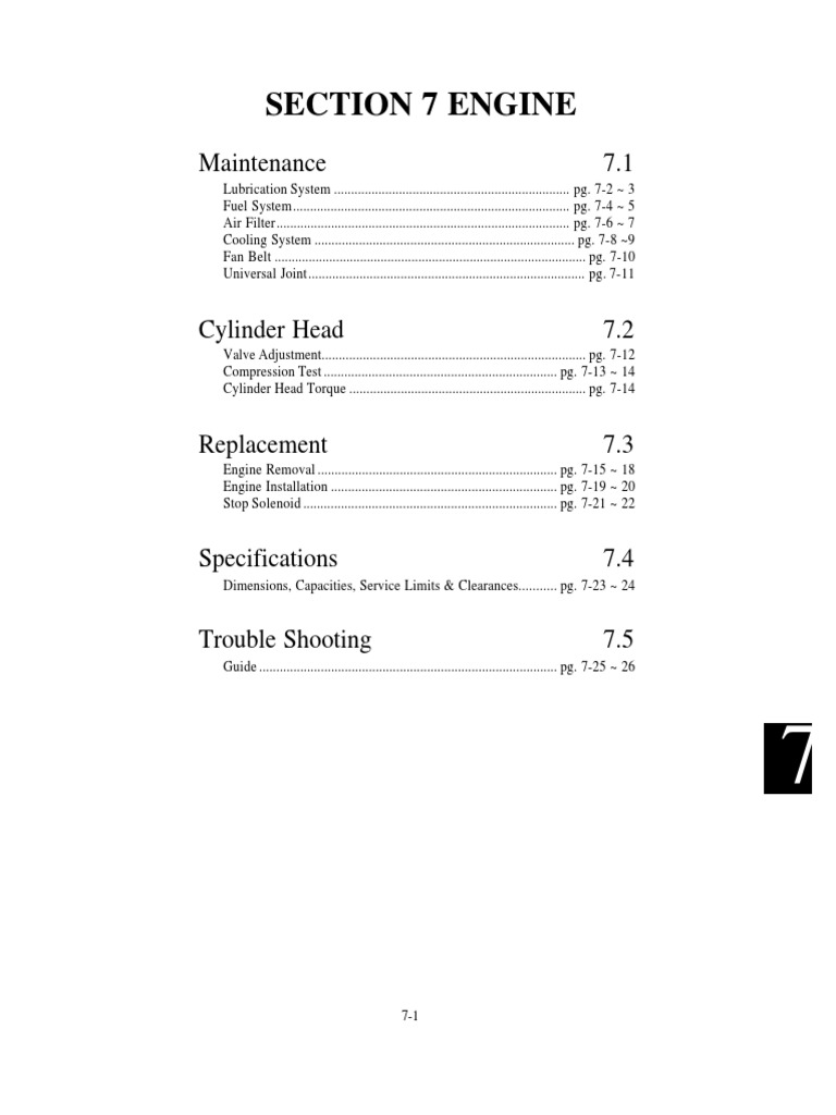Section 7 Engine: Maintenance 7.1 | PDF | Radiator | Fuel Injection
