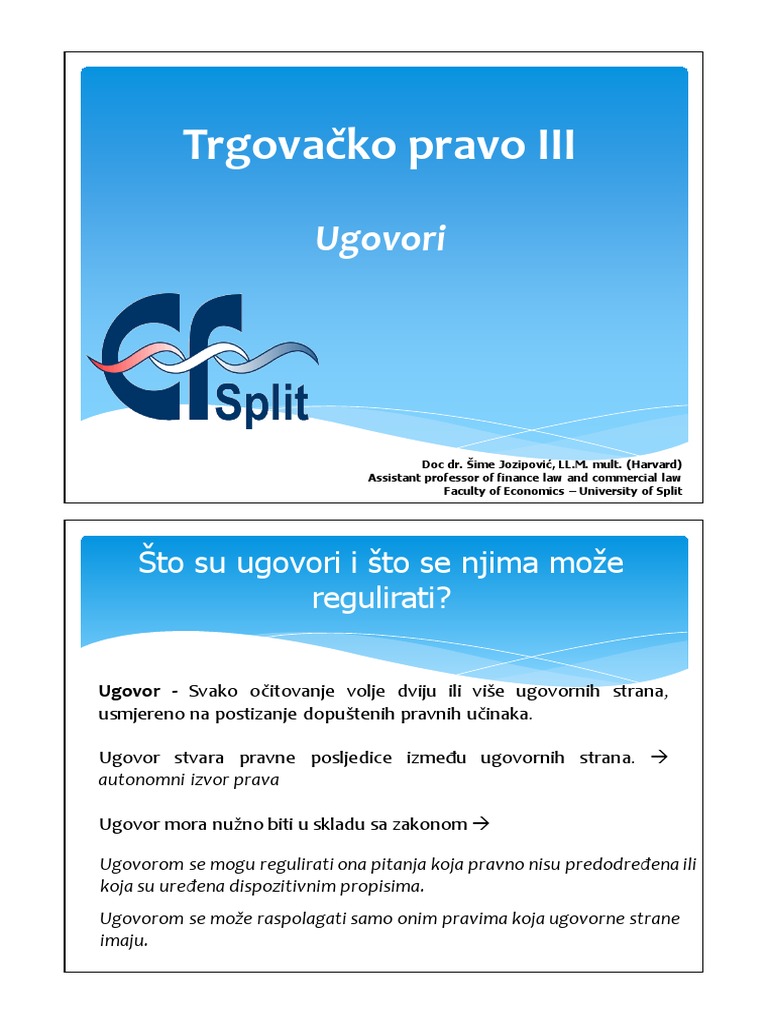 Trgovacko Pravo - 3 - Ugovori | PDF