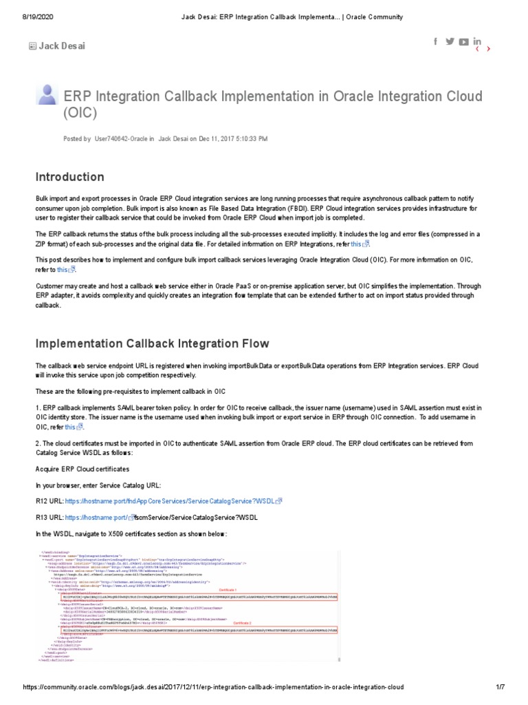 Jack Desai - ERP Integration Callback Implementa... - Oracle Community PDF | PDF | Enterprise ...