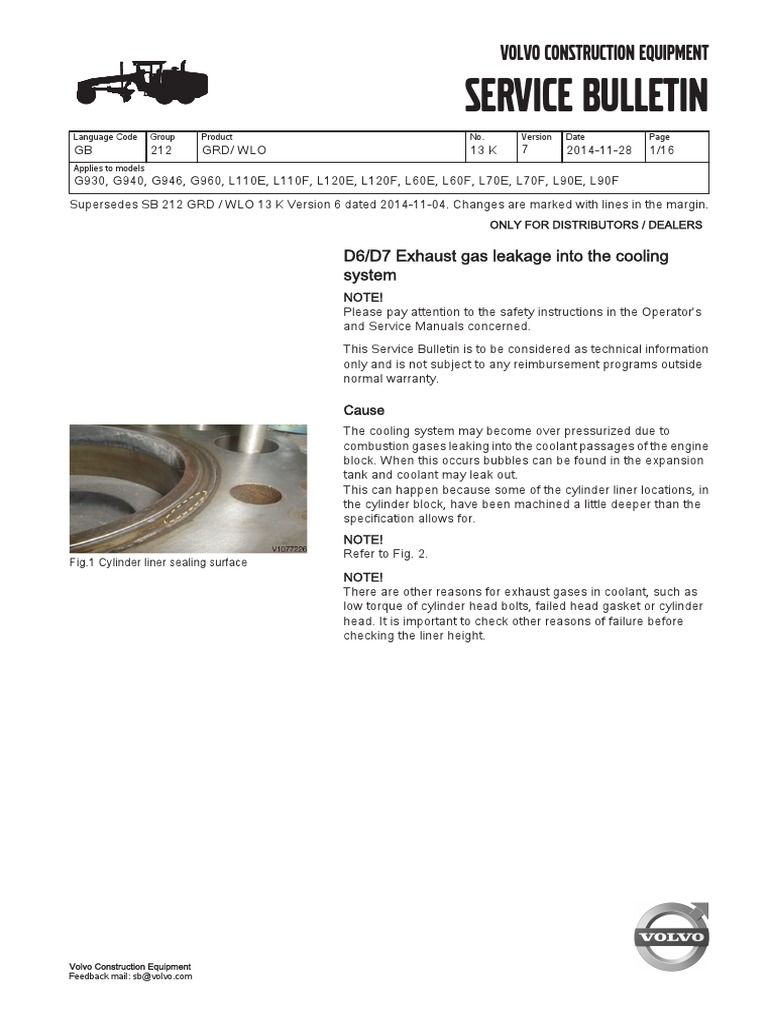 Service Bulletin: Volvo Construction Equipment | PDF | Rotating ...