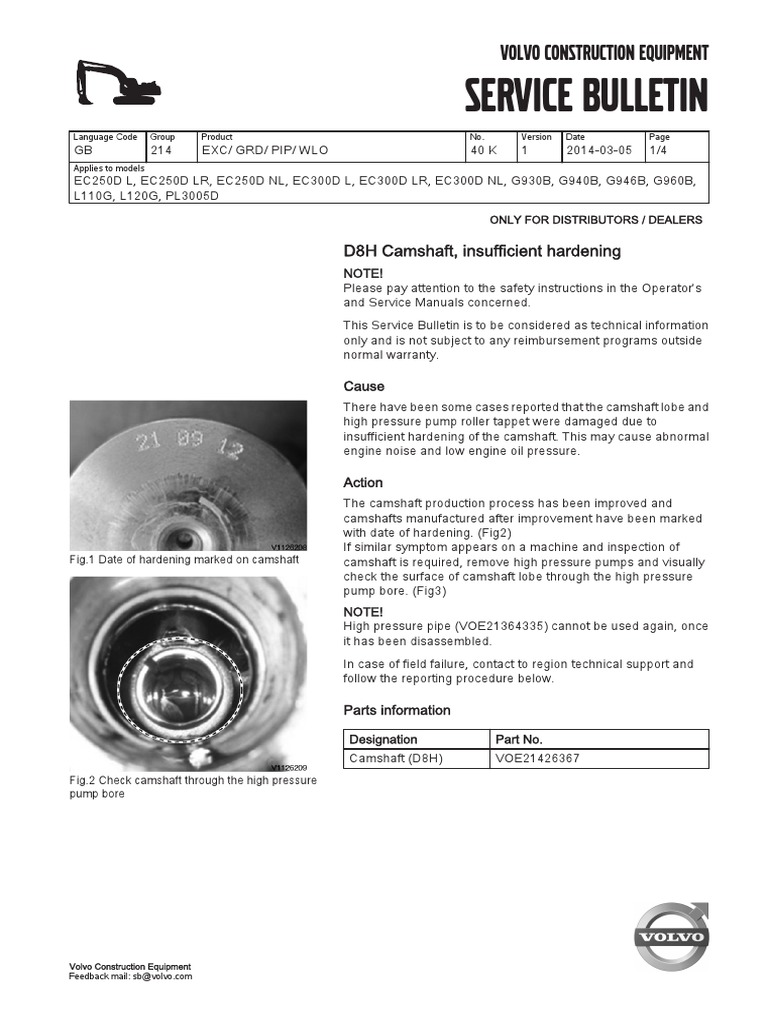 Service Bulletin: Volvo Construction Equipment | PDF | Pump ...