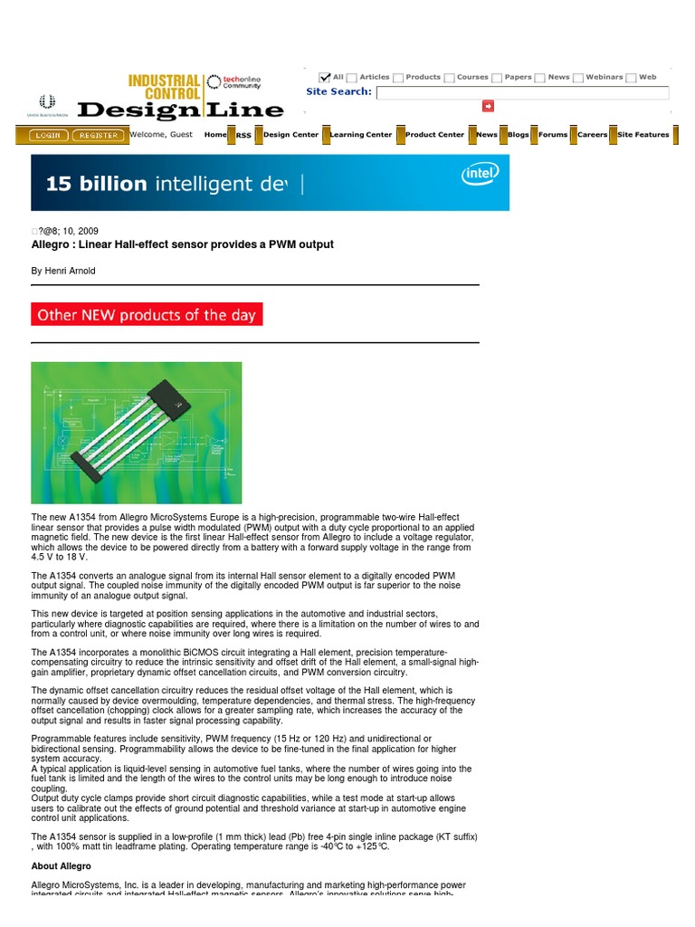 Allegro Linear Hall-Effect Sensor Provides A PWM Output Industrial ...